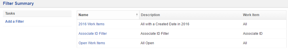 Filter Configuration